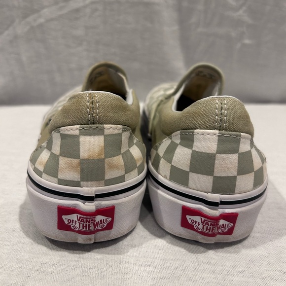 Vans | Shoes | Vans Green And White Checkered Slipons | Poshmark